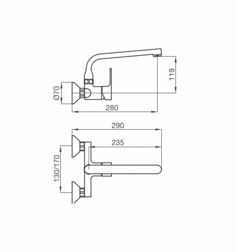 Grifo fregadero mural GRB PRIME